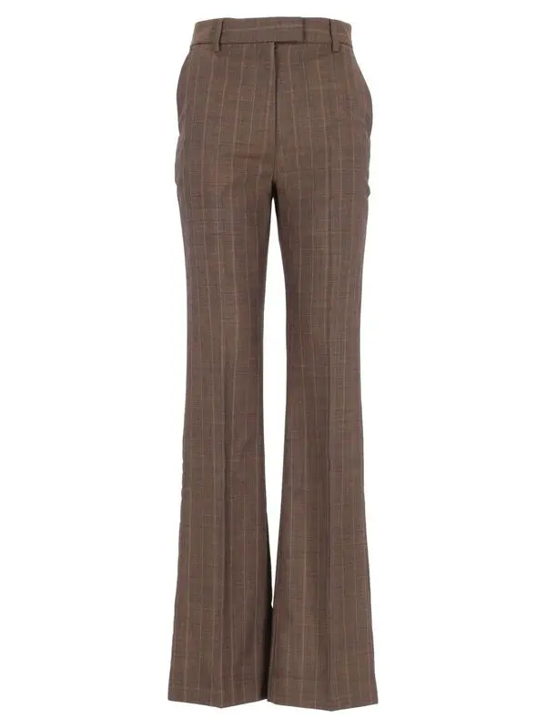 GANNI Pinstriped Wool Trousers - Brown
