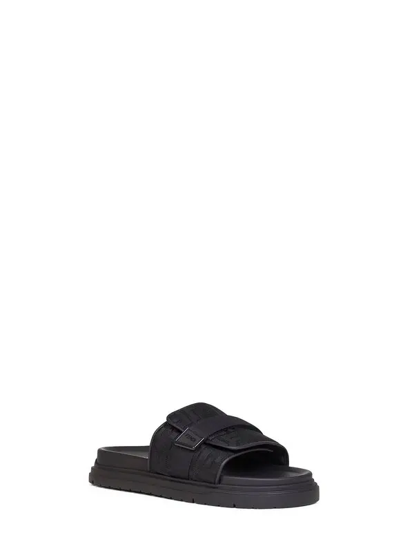 Fendi Black Chunky Slides - Multicolor