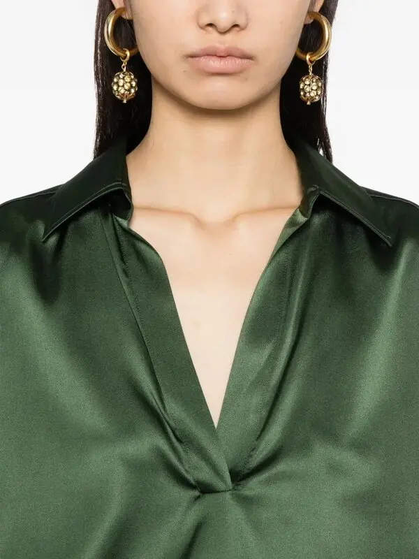 TOM FORD Stretch Silk Satin Polo - Green