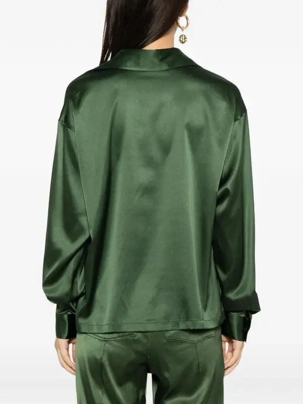 TOM FORD Stretch Silk Satin Polo - Green