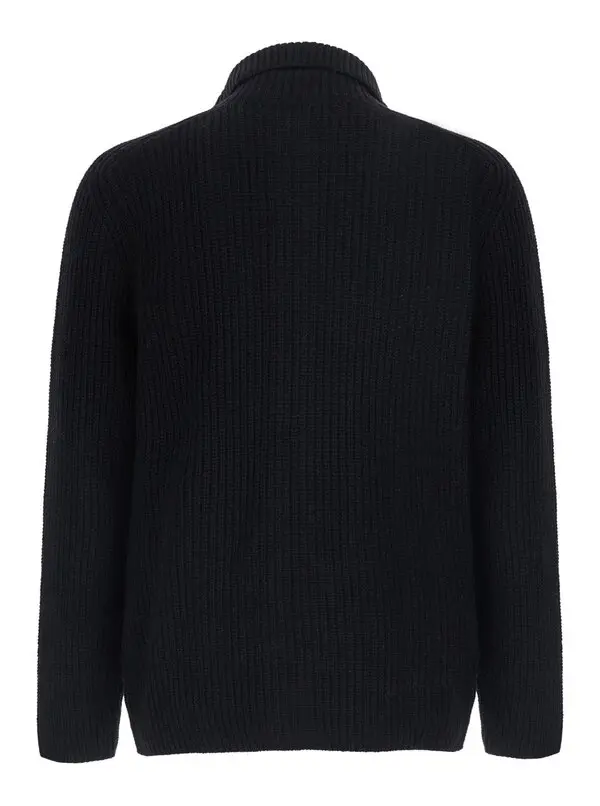 Tagliatore Cardigan With Zip Closure And Ribbed Texture In Blend Wool For