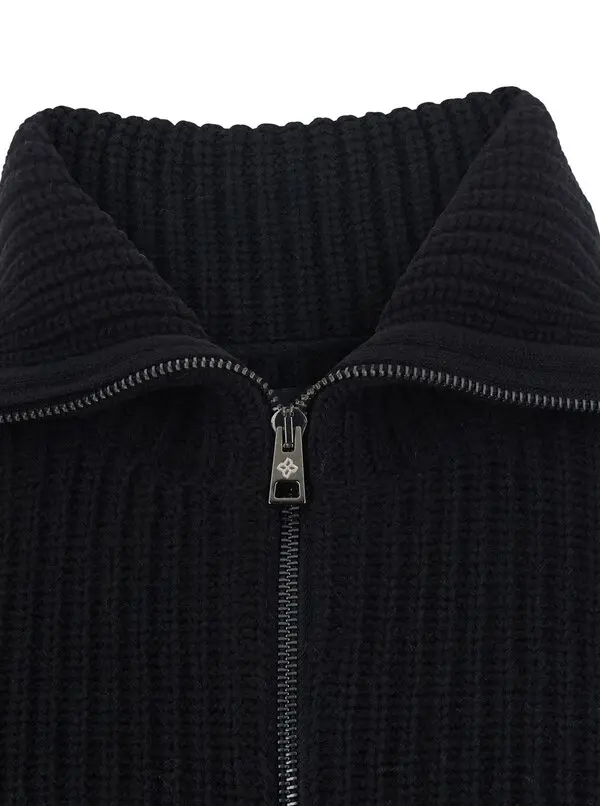 Tagliatore Cardigan With Zip Closure And Ribbed Texture In Blend Wool For