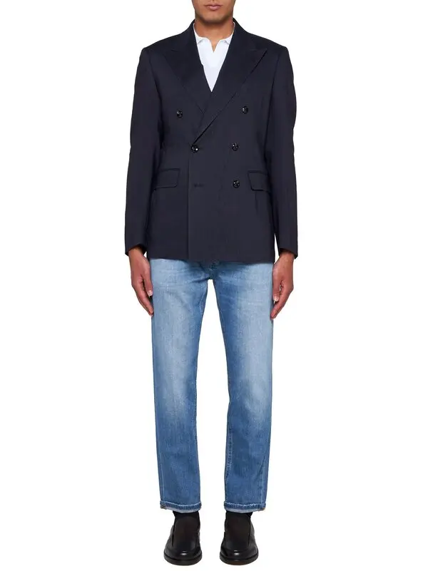 Tagliatore Linen And Wool-blend Double-breasted Blazer