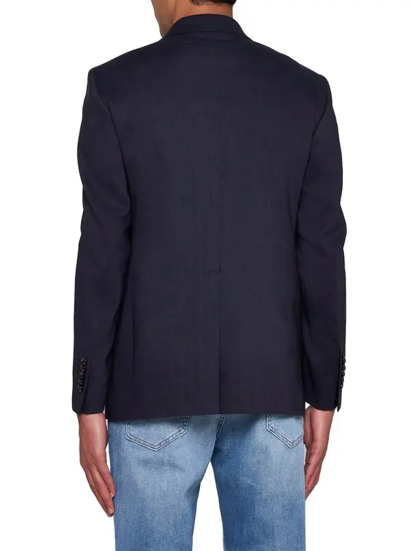 Tagliatore Linen And Wool-blend Double-breasted Blazer