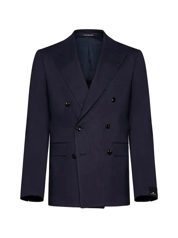 Tagliatore Linen And Wool-blend Double-breasted Blazer - Multicolor
