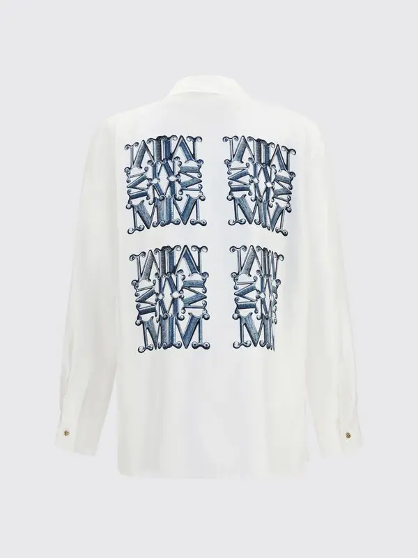 Max Mara Monogram Print Silk Shirt With Classic Collar - Multicolor
