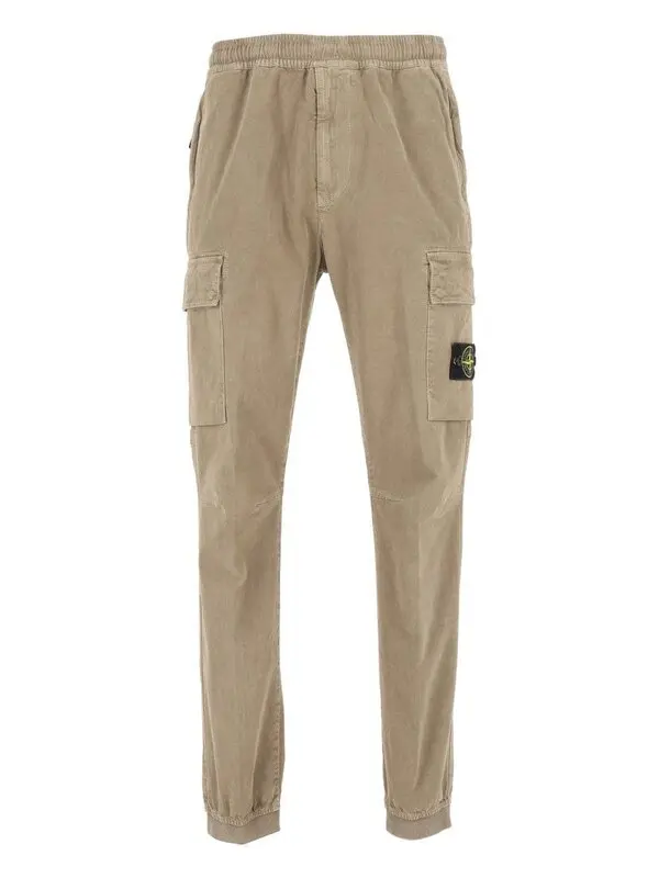 Stone Island Vintage-effect Stretch Trousers - Green