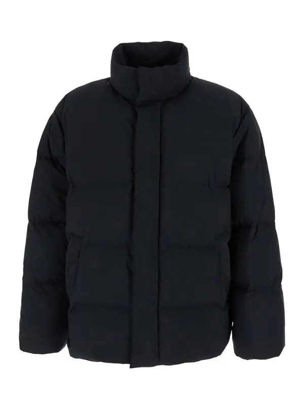 Saint Laurent Black Down Jacket With High Collar And Long Sleeves In Tech Fabric For