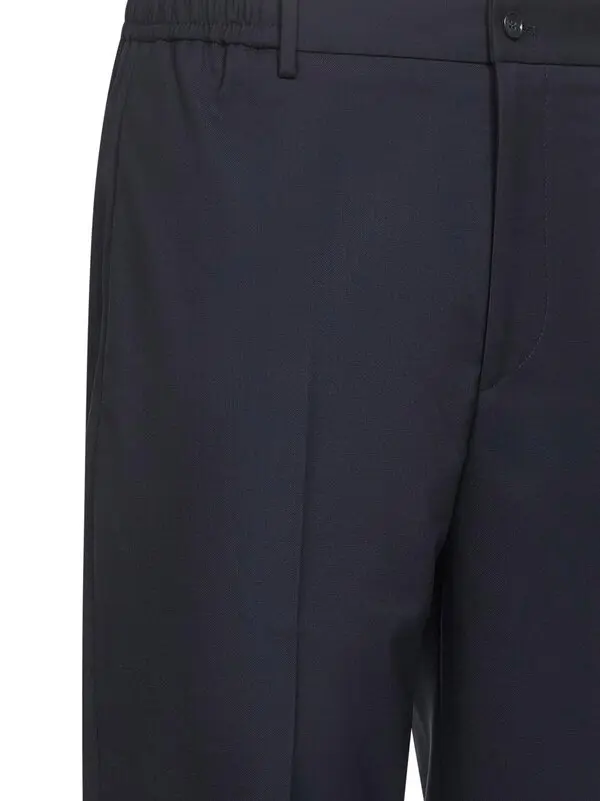 Tagliatore Blue Stretch Virgin Wool Blend Garcon Trousers - Multicolor