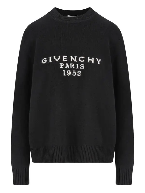 Givenchy Pullover In Lana E Cachemire Con Paris 1952 - Black
