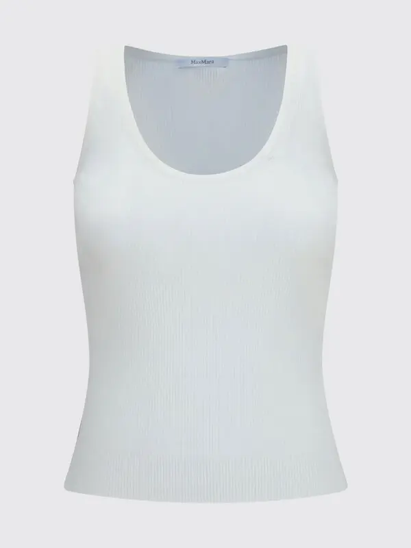 Max Mara Slim Fit Ribbed Cotton Knit U-neck Top