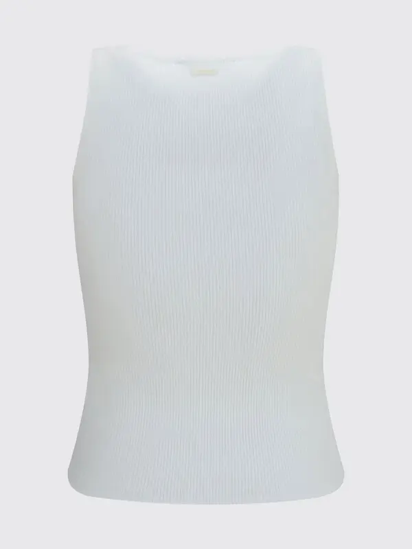 Max Mara Slim Fit Ribbed Cotton Knit U-neck Top