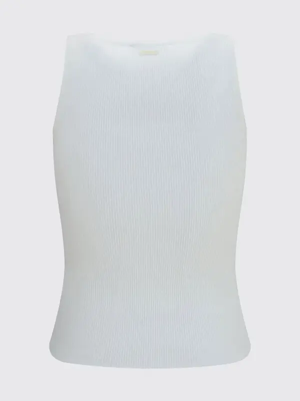 Max Mara Slim Fit Ribbed Cotton Knit U-neck Top - Black