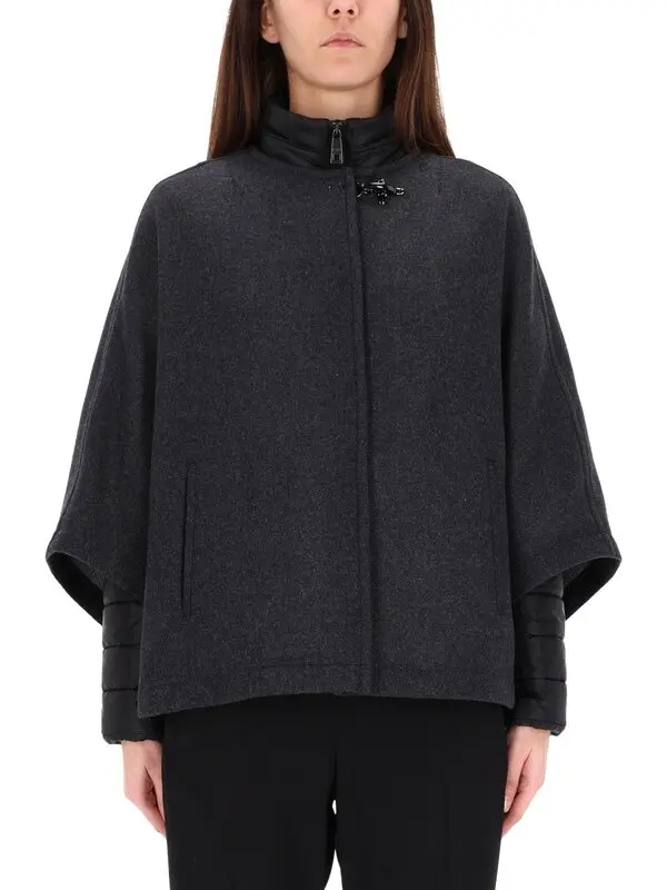 FAY Double Face Wool Cape - Gray