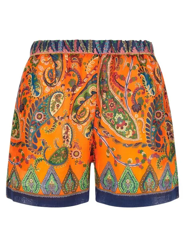 Etro Ramie Shorts - Orange