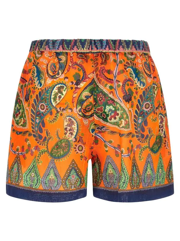 Etro Ramie Shorts - Orange