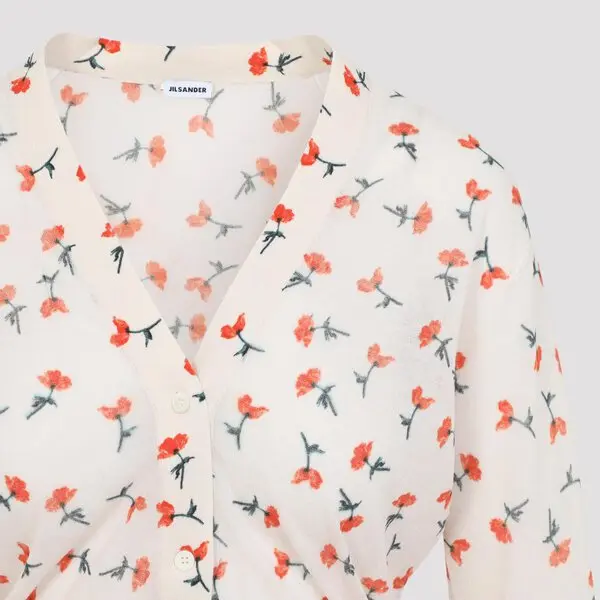 JIL SANDER Floral Print V-neck Cardigan - Multicolor