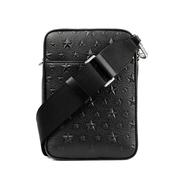 JIMMY CHOO Grained Leather Star Embossed Messenger Bag