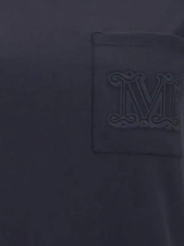 Max Mara Cotton T-shirt With Monogram And Patch Pocket - Black
