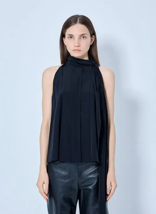 Max Mara Pleated Halter Top - Black