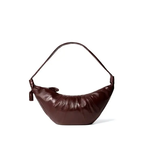 LEMAIRE Croissant Shoulder Bag In Coated Cotton Canvas - Bitter Cocoa