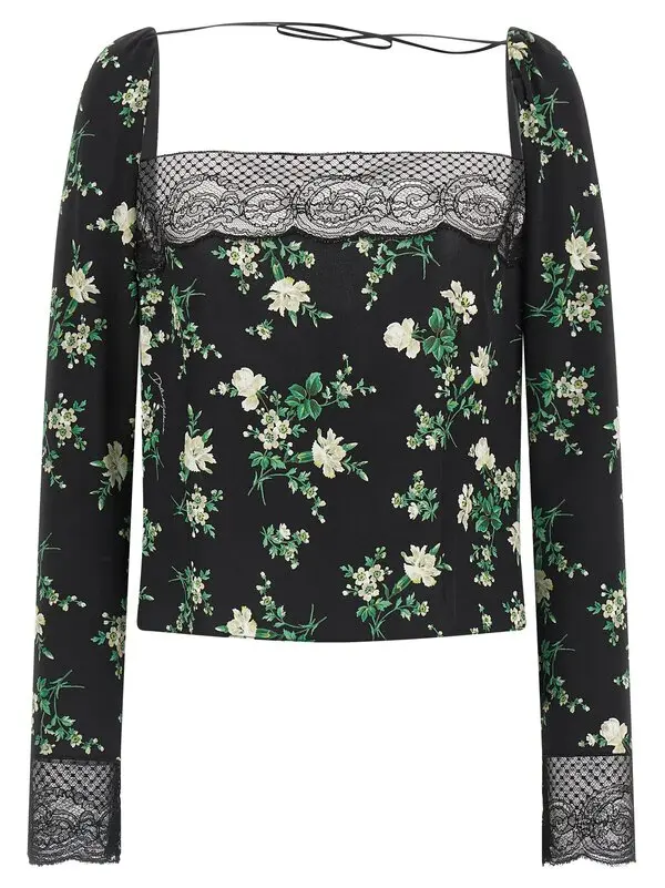Dolce & Gabbana Flower Print Top - Black