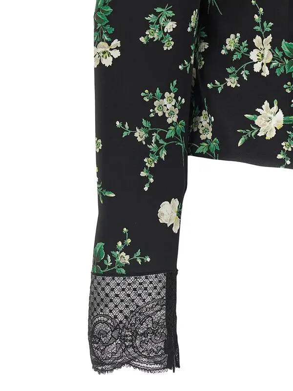 Dolce & Gabbana Silk Blend Flower Print Top - Black