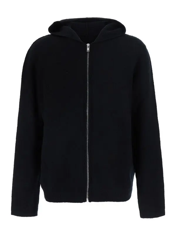 Rick Owens Black Hooded Sweatshirt With Fixed Hood And Front Zip Closure In Cotton For - Multicolor