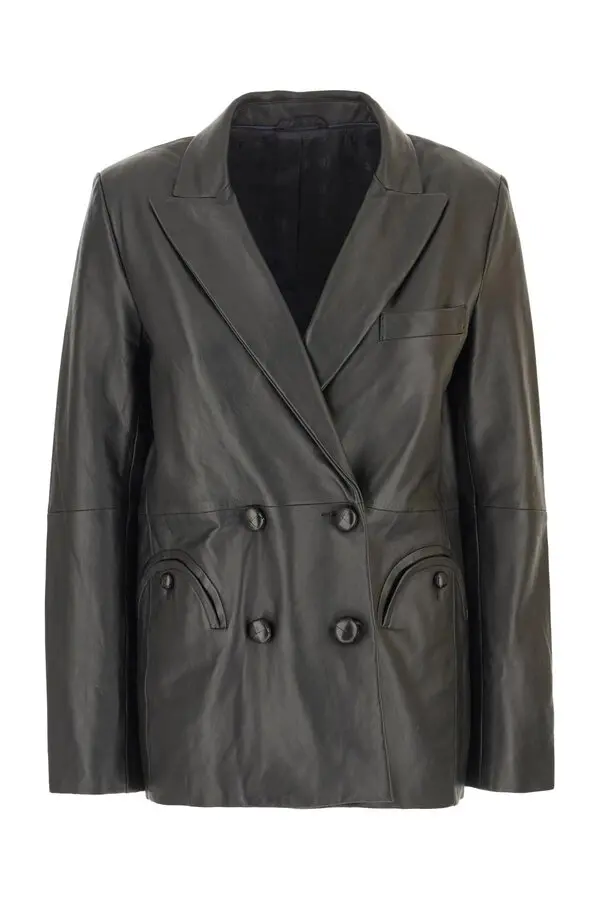BLAZÉ MILANO Double Breasted Leather Jacket - Multicolor
