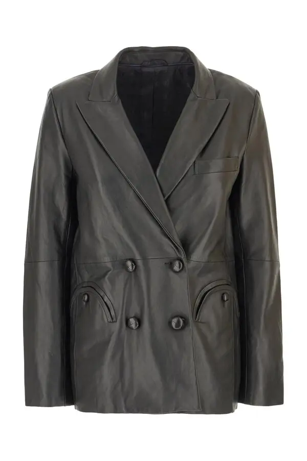 BLAZÉ MILANO Double Breasted Leather Jacket - Multicolor