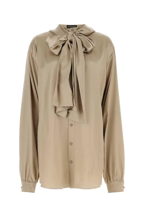 Balenciaga Satin Oversize Shirt - Brown