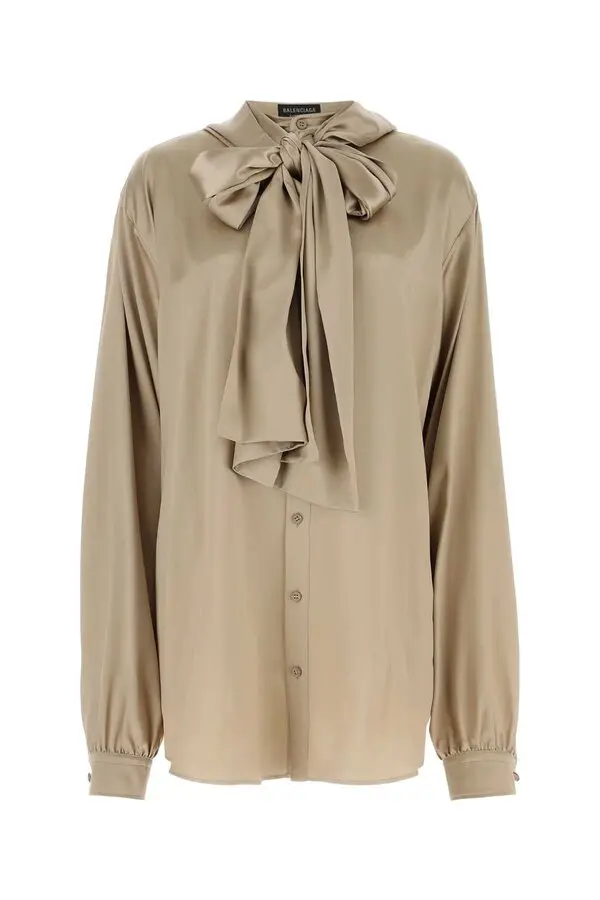 Balenciaga Satin Oversize Shirt - Brown