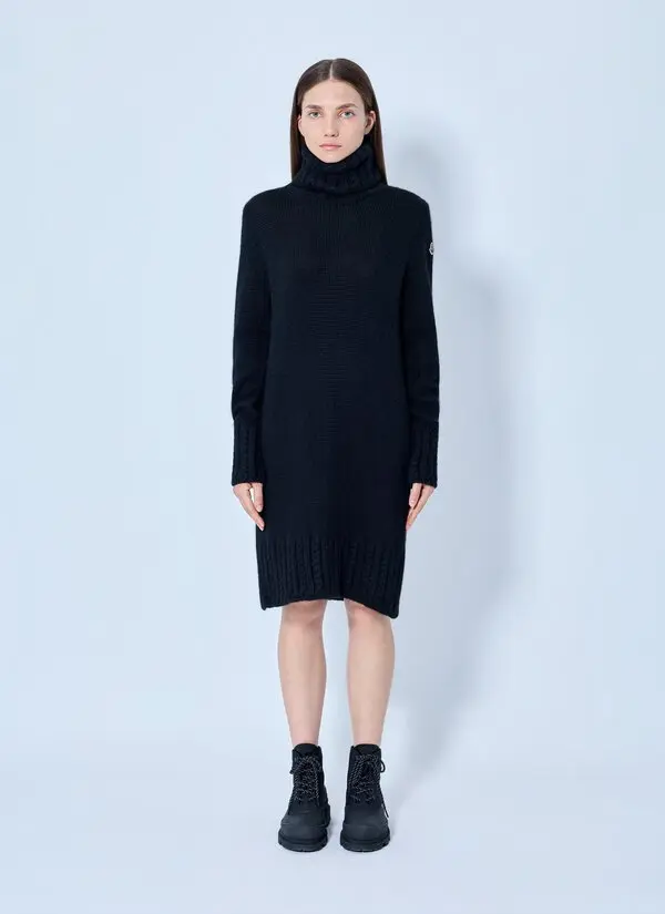 Moncler Turtleneck Knit Dress - Black