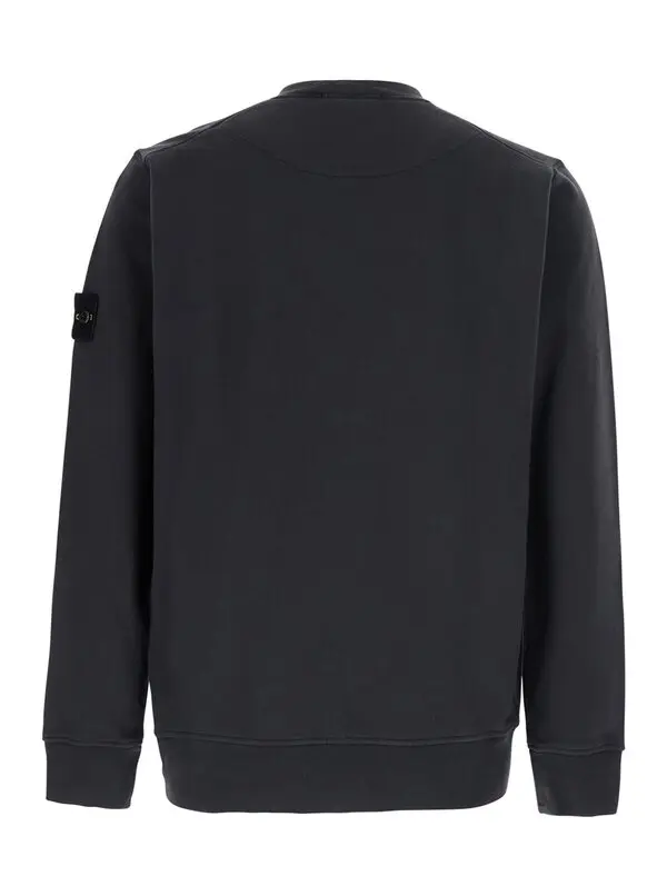 Stone Island Crewneck Sweatshirt With Logo Patch On The Sleeve In Cotton For - Gray