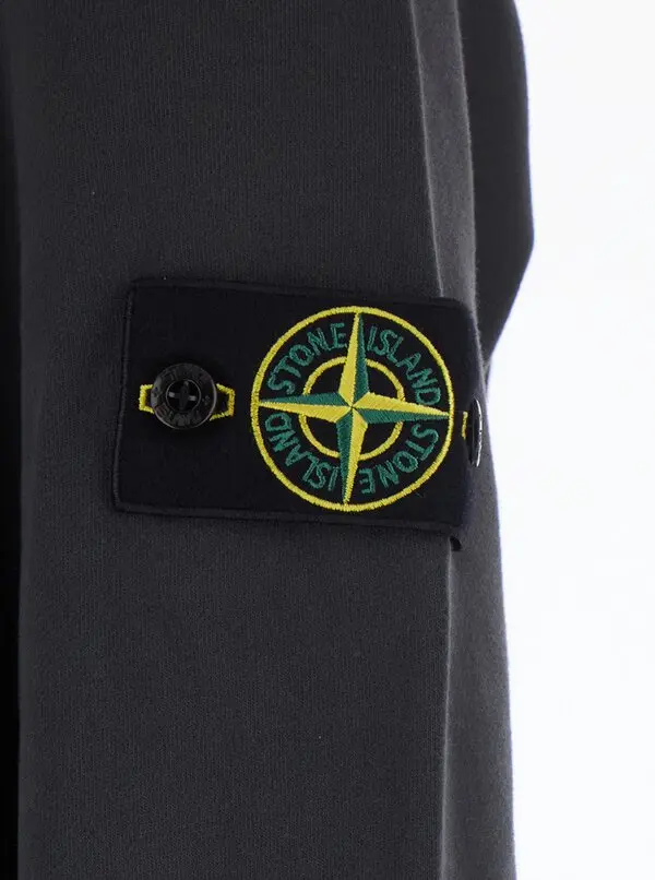 Stone Island Crewneck Sweatshirt With Logo Patch On The Sleeve In Cotton For - Gray