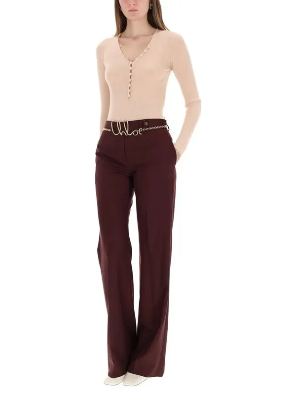 Chloé Button Detailed Ribbed Knit Top