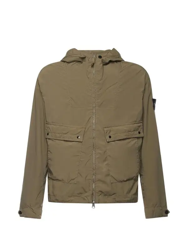 Stone Island Lightweight Canvas Hooded Jacket - Green