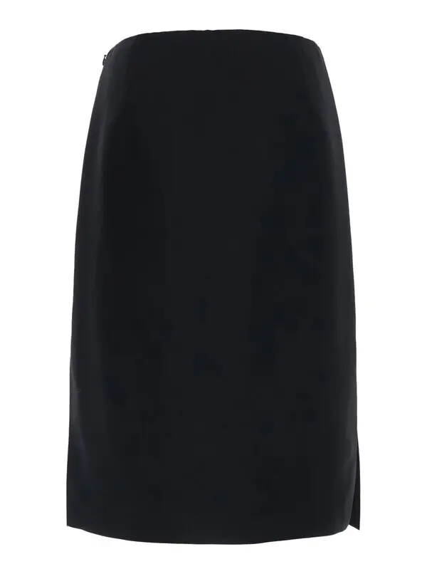 Fendi Black Skirt With Side Zip Closure In Wool And Silk Blend