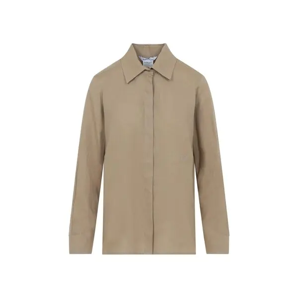 Max Mara Falasco Linen M Logo Shirt - Multicolor