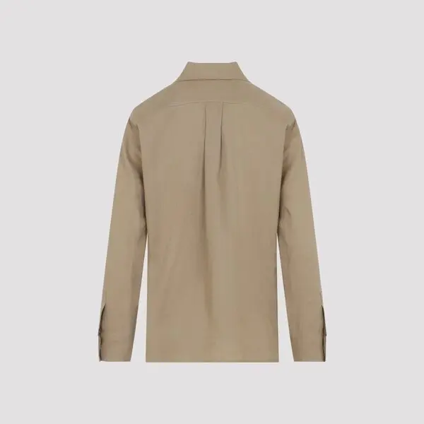 Max Mara Falasco Linen M Logo Shirt - Multicolor