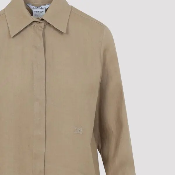 Max Mara Falasco Linen M Logo Shirt - Multicolor