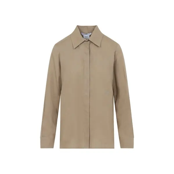 Max Mara Falasco Linen M Logo Shirt - Multicolor