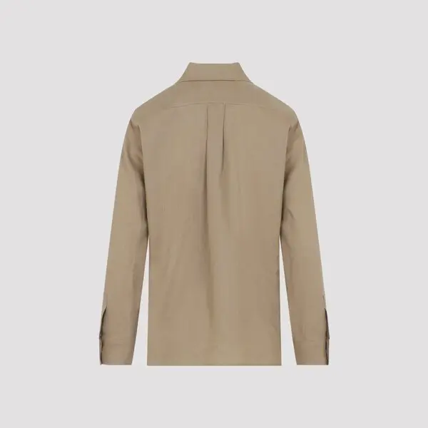 Max Mara Falasco Linen M Logo Shirt - Multicolor