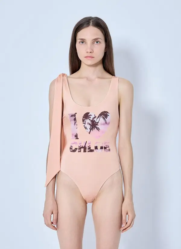 Chloé Tie-strap One-piece Logo Swimsuit - Pink