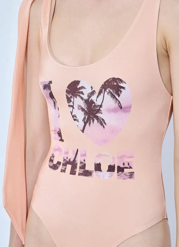 Chloé Tie-strap One-piece Swimsuit - Pink
