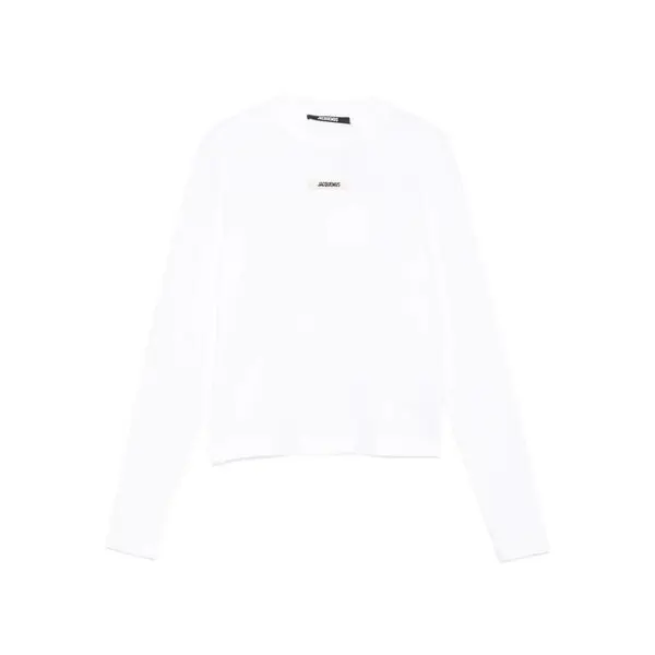Jacquemus Long Sleeve Cropped T-shirt - White