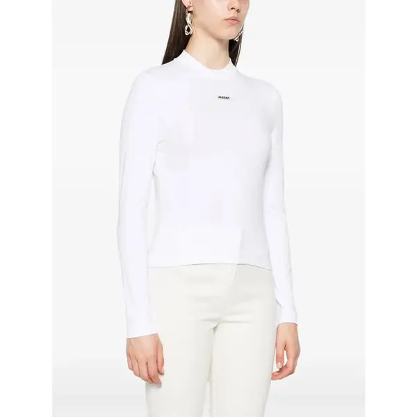 Jacquemus Long Sleeve Cropped T-shirt - White
