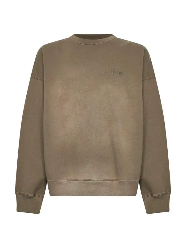 GOLDEN GOOSE Beige Bleached-effect Cotton Embroidered Sweatshirt