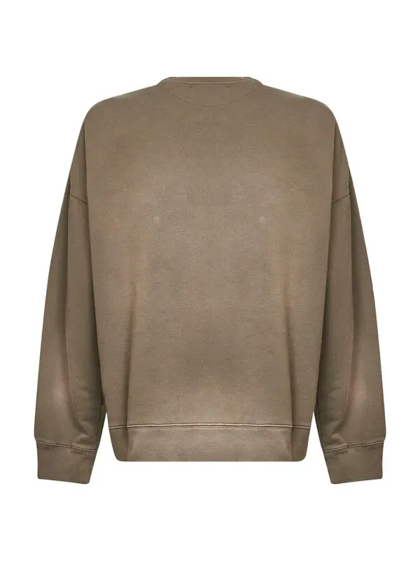 GOLDEN GOOSE Beige Bleached-effect Cotton Embroidered Sweatshirt