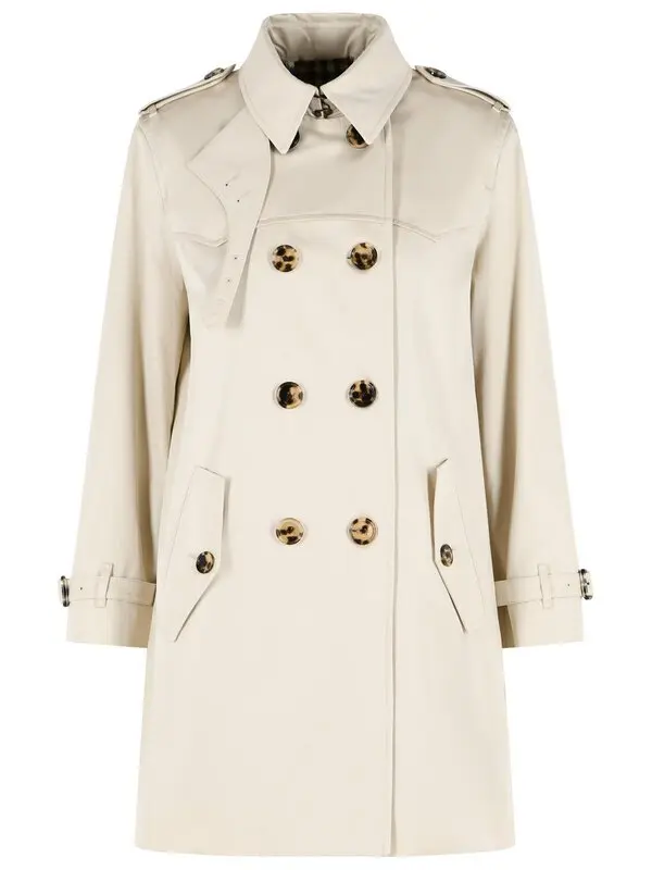 Burberry Summerside' Short Trench Coat In Beige Cotton Gabardine - Cream